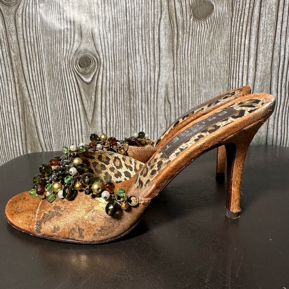 Bridget Shuster | Shoes | Calf Hair Beaded Open Toe Heels Sz 8 | Poshmark